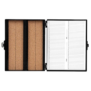 Heathrow Scientific 100 Place Microscope Slide Box, Cork Lining, Nickel-Plated Clasp, Black