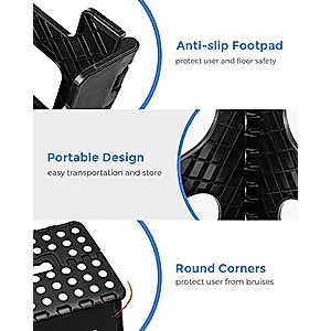 ACKO 11 inch Folding Step Stool Lightweight Plastic Step Stool - 2 Pack - Foldable Step Stool for Adults,Non Slip Folding Stools for Kitchen Bathroom Bedroom (Black, 2 Pack)