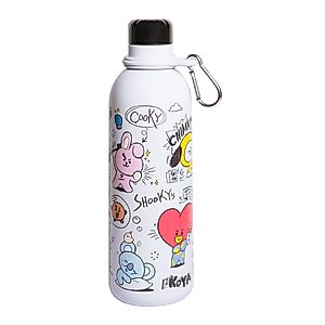 Official Kawaii Water Bottle 500ml Merchandise / 17OZ, Stainless Steel, Vacuum Insulated Water Bottle, Double Wall Reusable Water Bottle With Carabiner, BPA Free - Kawaii Stuff