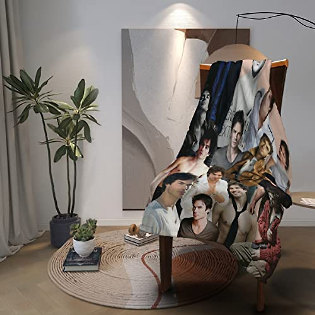 Soft Collage Blanket Ian Joseph Somerhalder Anti-Pilling Flannel Throw Blanket for Men/Women 50"×40", Home Decor