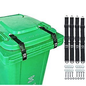 SPMKTQK Trash Can Lock, 4Pcs Trash Can Locks for Animals-Long Lasting, Adjustable Garbage Can Lid Locks for Outside Squirrel, Bear Proof Trash Can Lid Lock, Garbage Can Locks for Various Bins (4)