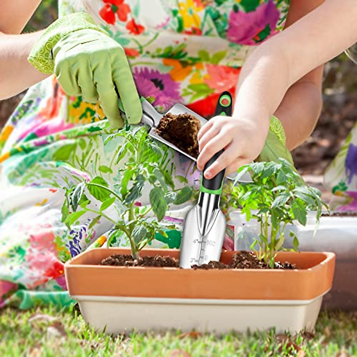 Mr Rabbi Garden Tools Set, 11 Piece Heavy Duty Gardening Tools for Gardening with Non-Slip Rubber Grip, Outdoor Hand Tools, Storage Tote Bag, Aluminum Garden Kit, Gardening Gifts for Men Women