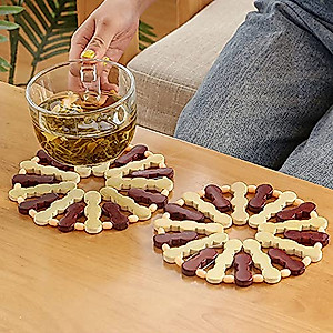 Yagizaai Wood Trivets, Bamboo Trivet Mat Set for Hot Pots/Dishes/Bowl - 3 Eco-Friendly, Sturdy and Durable 6.5' Kitchen Hot Pads