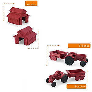 MEMOVAN Realistic Mini Barn Farm Toys Tractor Playset - Plastic Farm Animals Figurines Farm Cake Toppers Farm Figures Farmer Vehicle Toy Truck with Trailer for 3-12 Years Old Kids Boys Girls Toddler