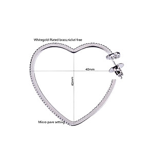 CEYIYA Heart Hoop Earrings - CZ Heart Hoop Earrings in Gold/White Gold for Women - Heart Earrings CZ Paved