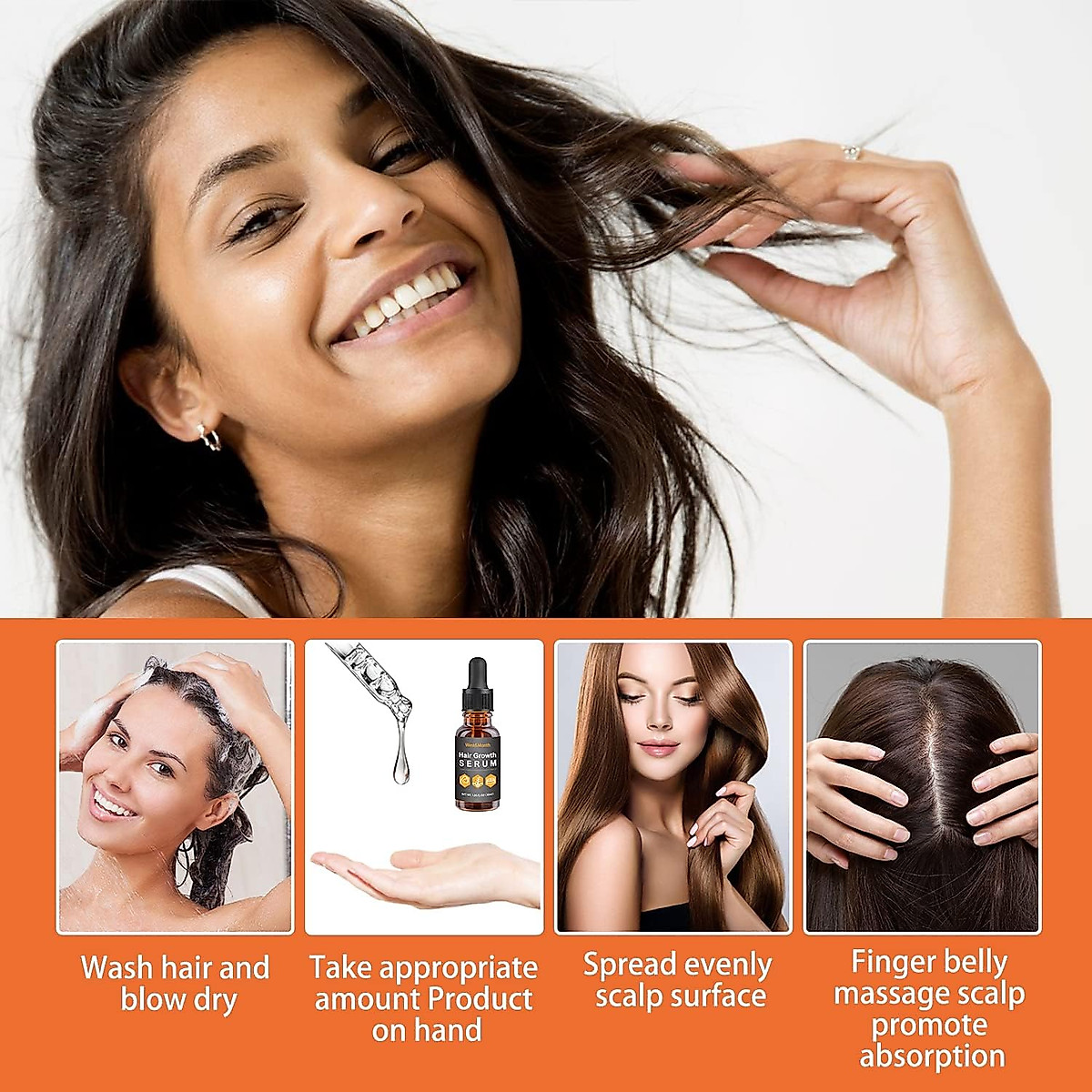 West&Month Hair Growth Serum for Black Women - Nourishing Formula for Dry, Damaged Hair Repair and Fast Natural Growth (3pcs)