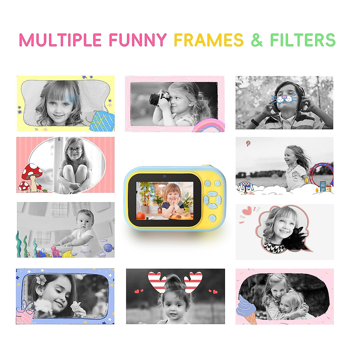 Seemee Instant Print Camera for Boys, Selfie Instant Camera with 3.5" Screen, 32G Card, 3 Rolls Print Papers, Stickers, Cute Camera Birthday Gifts Toys (Blue)