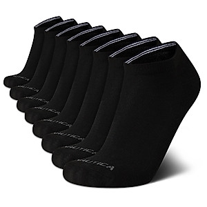 Nautica Men's Athletic Socks - Cushioned Low Cut Socks (8 Pack), Size 6-12.5, Black