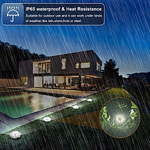 ZGWJ Solar 8 LED Disk Lights Upgraded Outdoor Ground Garden Landscape Lights for Lawn Pathway Yard Deck Patio Walkway (White)