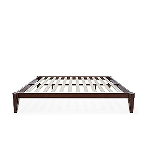 Bme Chalipa 14” Full Size Bed Frame - Wood Platform Bed - Wood Slat Support - No Box Spring Needed - Easy Assembly - Minimalist & Modern Style, Walnut