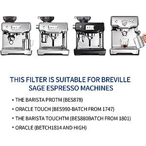 LADYSON 4 Pack Water Filter for Breville Claro Swiss - Oracle, Barista Touch Filters Bambino Espresso Coffee Machine Replacement Compare to Part #BES008WHT0NUC1