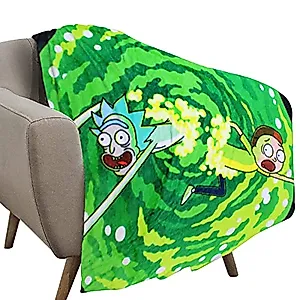 JUST FUNKY Rick and Morty Rounded Portal Blanket | 48 x 48 inches Blanket | Home Deco | Collective | Bed and Sofa Blanket | Anime Blanket | Official Licensed