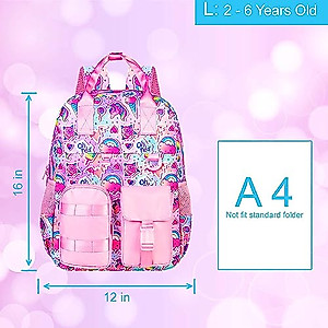 Backpack for Girls, 16” Kids Unicorn Preschool Elementary Bookbag, Cute Lightweight Water Resistant Travel School Bag for Little Girls With Chest Strap
