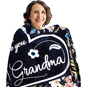 Mothers Day Gifts for Grandma, Gifts for Grandma Blanket, Grandma Gifts from Grandkids, Best Grandma Gifts, Grandma Birthday Gifts from Grandchildren, Throw Blanket 65”x50” (Flowers)