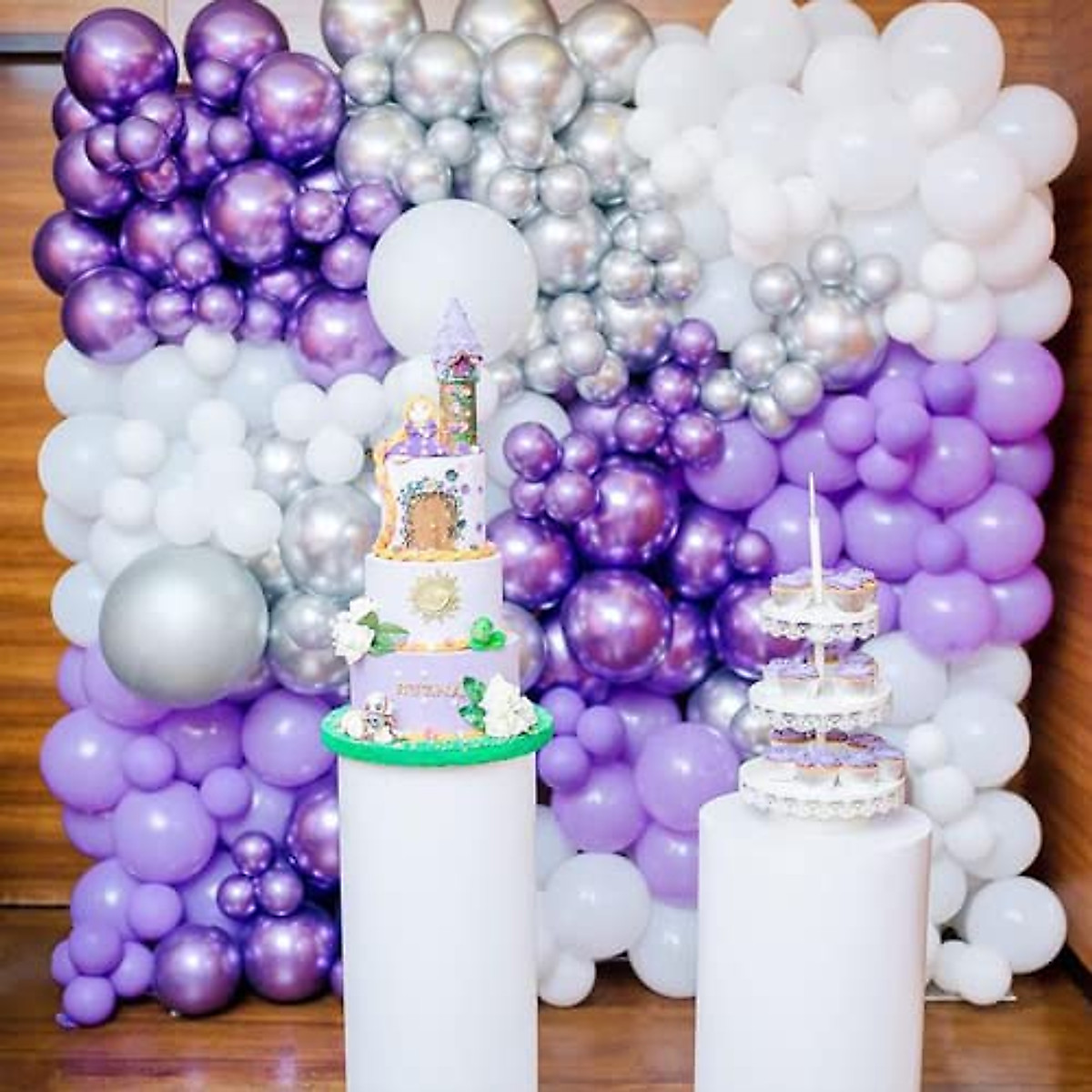 YAOWKY Purple Balloons Garland Arch Kit, 100PCS 18In 12In 10In 5In Purple Latex Balloons Garland Arch Kit with Glue Dot Strip and Ribbon for Birthday Weddings Anniversary Graduation Party Decorations