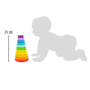 Wooden Large Rainbow Stacking Tower by Small Foot – Babies Learn Hand-Eye Coordination, Patterns and Colors While Developing Fine Motor Skills – Classic Educational Game for Toddlers – Ages 18+ months