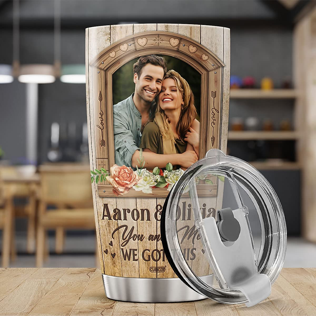 CUBICER Personalized Coffee Tumbler To My Wife Custom Name Photo Wedding Gifts For Couples Women Adults Travel Mug With Lid Oz Insulated Mugs Wine Tumblers Inspirational Quotes
