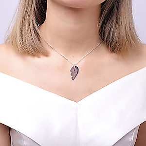 Matching Heart Necklace for Couples 2 Bestfriend Necklaces Soul Sisters Jewelry Custom Best Friend Friendship Bff Chain Him Her Engagement Wedding Anniversary Love Gifts Customized Name Double Heart