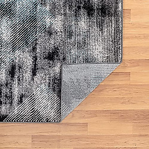 Rugshop Contemporary Distressed Geometric Stain Resistant High Traffic Living Room Kitchen Bedroom Dining Home Office Area Rug 8'x10' Black
