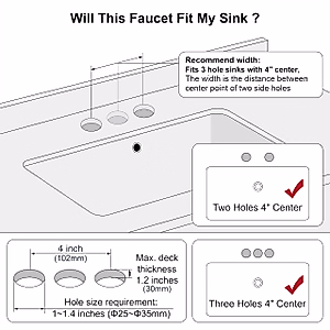 Derengge Two Handle Bathroom Sink Faucet Matte Black 3 Hole Bathroom Faucet with Overflow Pop up Drain, 360° Swivel Spout Sink Faucet 4 Inch Centerset Lavatory Faucet,F-4501-MT