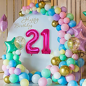 40inch hot Pink 21th Helium Foil Number 21 Balloons large Figures Inflatable Balls 12th Girls Daughter Birthday Party Ballloon Wedding Anniversary Events Decoration Party Supplies Large globos