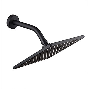 Shower Arm with Flange +Tape,Stainless Steel Shower Head Extension Arm,Wall-Mounted Shower Head Extender Arm for Fixed Shower Head,10 Inch Matte Black