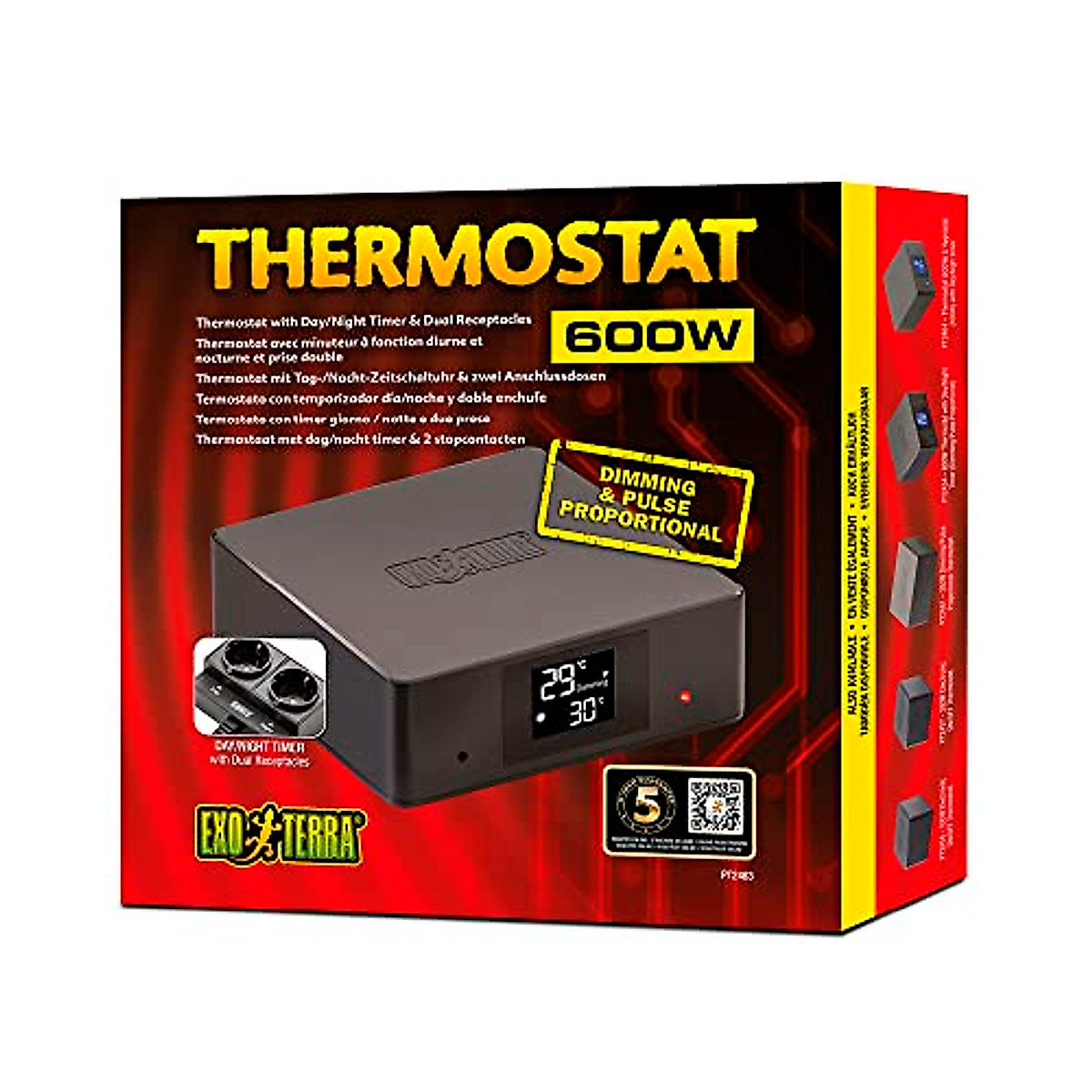 Exo Terra Thermostat for Reptile Terrariums with Day and Night Timer and Dual Receptacles