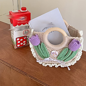 XBWEI Half Round Tulip Bag DIY Hand Knitting Bag Wool Crochet Knitting Bag