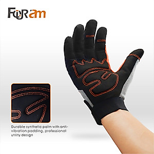 FOUR-AM Work Gloves Men & Women, Utility Mechanic Working Gloves High Dexterity Touch Screen For Multipurpose,Excellent Grip (M)