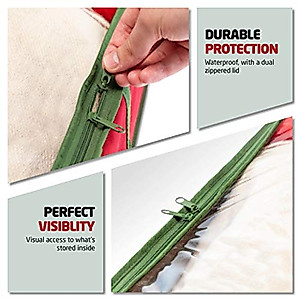 ZOBER Non Woven Under-Bed Christmas Gift wrap Storage & Decoration Bag PVC Cover, Slim Compact Wrapping paper Holiday Storage, Reinforced Handles for Easy Carrying