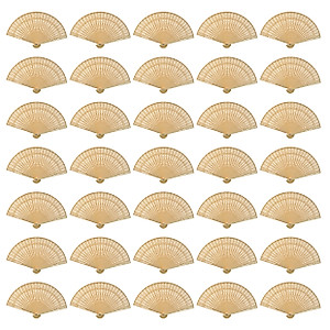 Wobe 60 Pack Sandalwood Fans- Baby Shower Gifts & Wedding Favors, Wooden Openwork Personal Handheld Folding Fans for Wedding Party, Home Decorations Birthday Gift