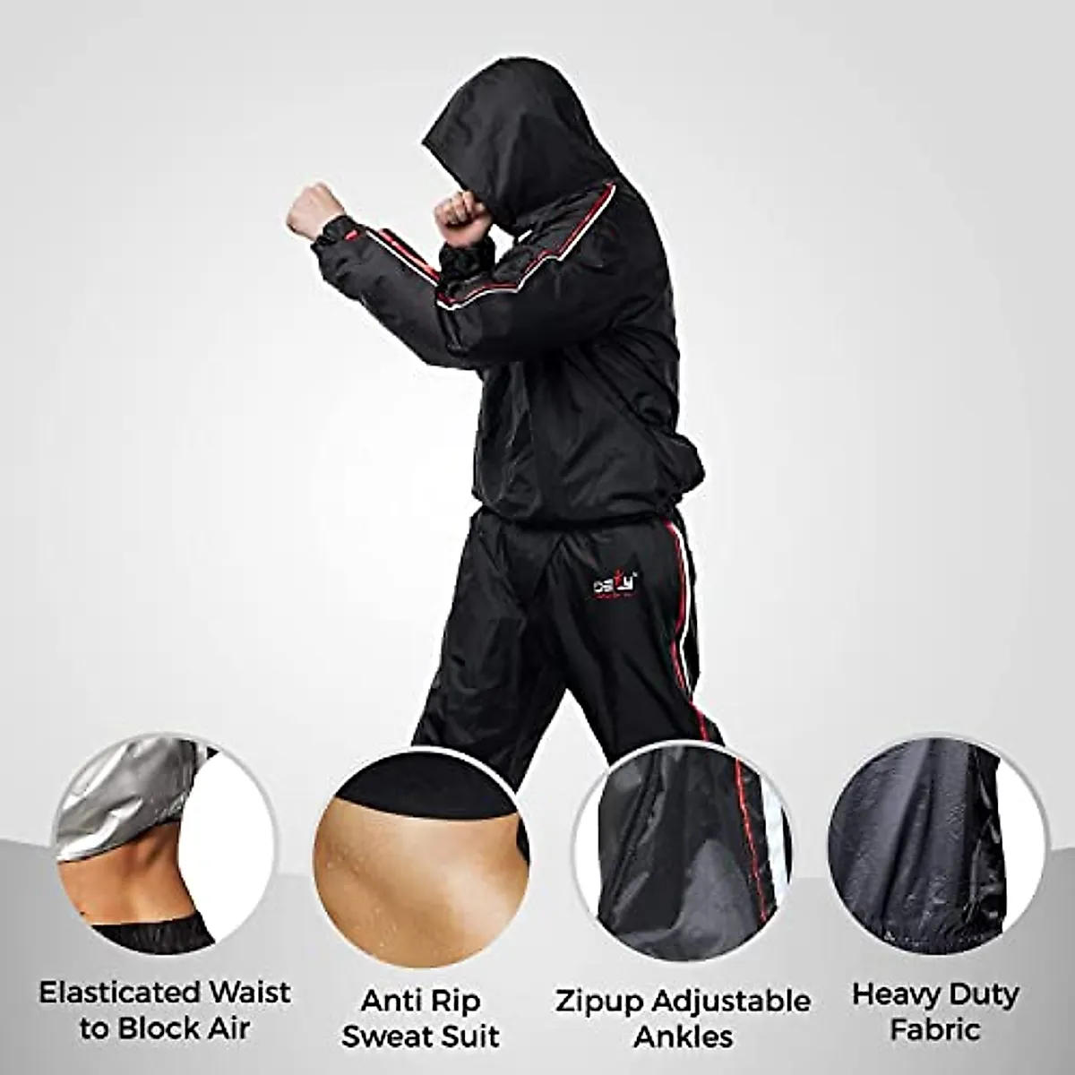 DEFY Heavy Duty Sauna Suit for Weight Loss Full Body Wrap Hoodie Men Women Anti-Rip Sweat suit Gym Workout Exercise Gear