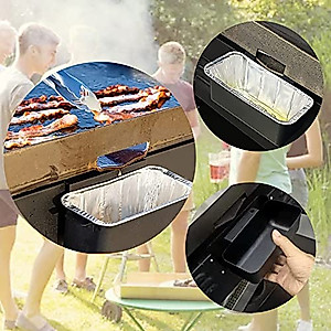 aspace Grease Catcher with Cup Liners, Drip Catcher Pan for Blackstone 28& 36 Inch Professional Flat Top Griddle Liquid Holders, Black Metal Tray with 6-Pack Disposable Foil Pans(Short Hook)