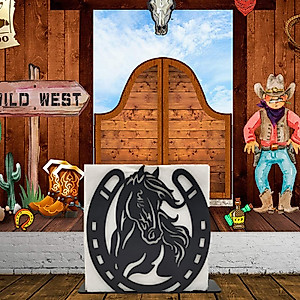 Rustic Horseshoe Napkin Holder, Horse Tissue Dispenser Holder,Metal Horseshoe Decor,Country Western Cowboy Napkin Holder for Home Kitchen Restaurant Picnic Party Wedding