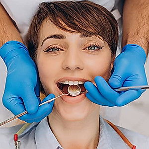 SAFE HEALTH Nitrile Exam Disposable Gloves, Latex Free, Powder Free, Blue, Box of 100, Medium, Textured, 3.5 mil, Chemo Rated, Chemical Resistant, Medical, Dental, Hospital, Pharmaceutical, Laboratory