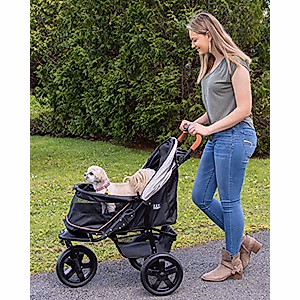 Pet Gear No-Zip AT3 Pet Stroller for Cats/Dogs, Zipperless Entry, Easy One-Hand Fold, Jogging Tires, Removable Liner, Cup Holder + Storage Basket, 1 Model, 2 Colors