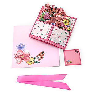 iLovepaper Happy Birthday Card, Birthday Pop Up Card, Handmade Birthday Cake Cards, 3D Birthday Greeting Cards, Happy Birthday Pop Up Cards (Flower 1)