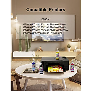 Tonha Sublimation Ink Refill for Epson EcoTank ET2720 ET2760 ET2650 ET4700 ET2750 WF2750 WF7710 Inkjet Printers Heat Press Transfer on Mugs Plates T-Shirts Phone Cases
