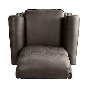 Domesis Cortez - Distressed Faux Leather Push Back Recliner Chair, Fog Grey