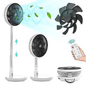 CooCoCo 11" Standing Fan Oscillating Pedestal Fan with Remote, 7800mAh Portable Battery Operated Fan, Dual Blades, 8 Speeds, 8H Timer Powerful Quiet Fan for Travel, Outdoor, Home, Office, White