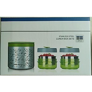 Lille Home Lunch Box Set, An Vacuum Insulated Bento/Snack Box Keeping Food Warm for 4-6 Hours, Two BPA-Free Food Containers, A Lunch Bag, A Portable Cutlery Set, Smart Diet, Weight Control (Pink)