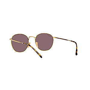 Ray-Ban RB3772 Rob Round Sunglasses, Gold/Dark Violet Polarized, 54 mm