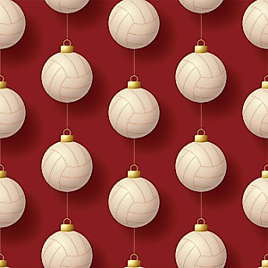 Cute Volleyball Gift Wrap Thick Wrapping Paper V-ball Christmas Ornament Holiday Party Decoration (6 foot x 30 inch roll)