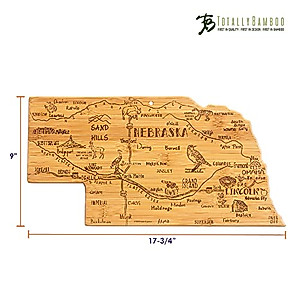 Totally Bamboo Destination Nebraska State Shaped Serving and Cutting Board, Includes Hang Tie for Wall Display