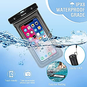 Rosimax Waterproof Phone Pouch Floating IPX8 Underwater Snorkeling Diving Cell Phone Case Dry Bag for iPhone 13 12 11 Pro Max Xs XR X 8 7 6S Galaxy S20 S10 Plus S10e Note 10 9 Pixel up to 7" (Black)