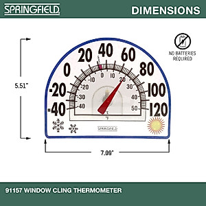 Springfield Static Cling Indoor Outdoor Thermometer, Temperature Gauge for Patio, Pool, and Sauna
