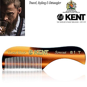 Kent A 81T (2.8") Pocket Comb & Beard Comb for Mustache and Beard - Travel Kit Beard Comb for Grooming/Beard Care - Fine Tooth Comb Mustache Comb Kent Comb for Mustache Kit Beard Grooming Styling Comb