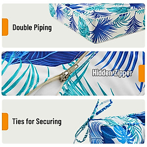 CAYIP Deep Seat Cushions for outdoor furniture,Set of 2,Extra Thick 24"x24"x4",Tufted Low Back 22"x24"x6", Double Piping Removable Patio Chair Cushions with Ties, All Weather,Fade Resistant,Floral