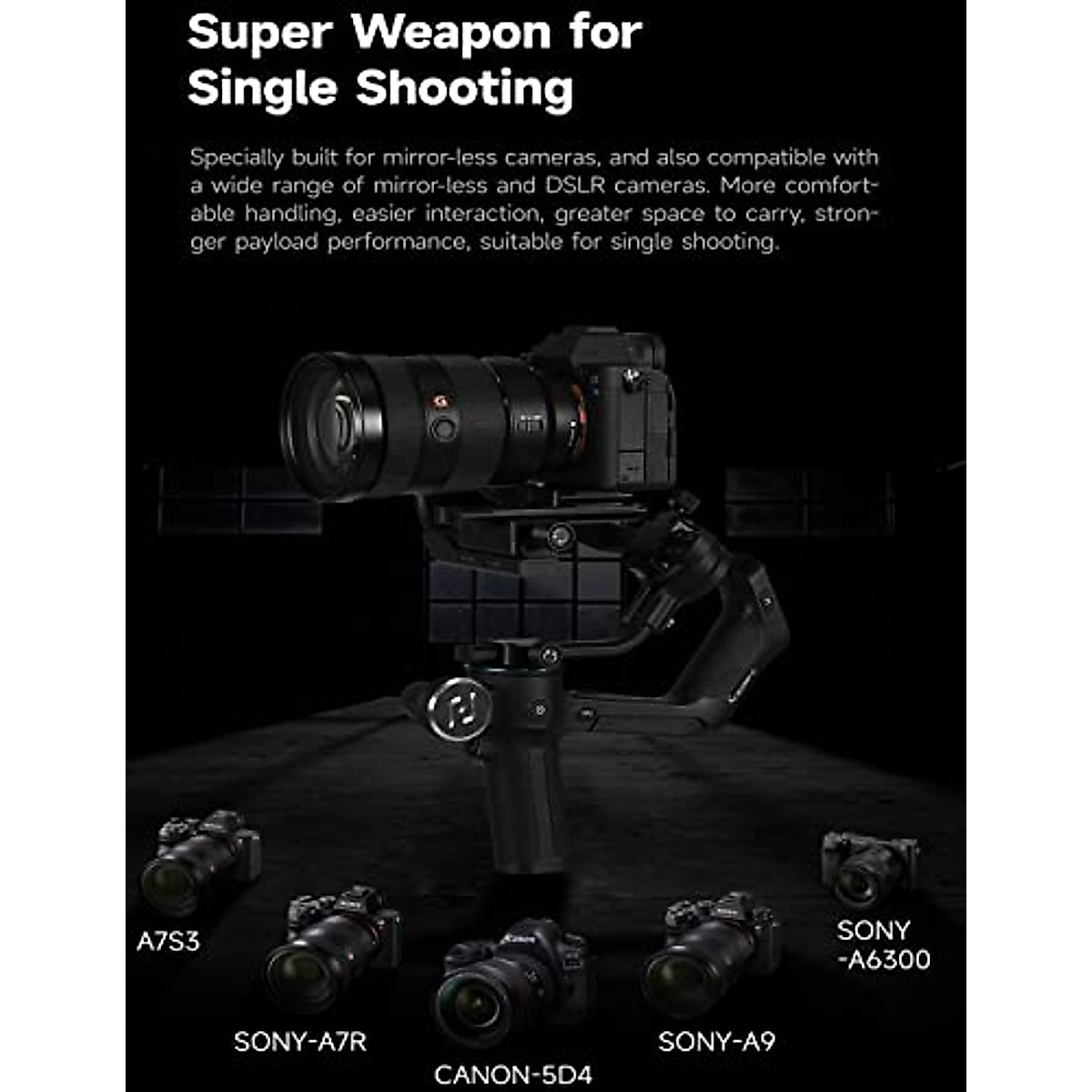 FeiyuTech SCORP-C Camera Gimbal Stabilizer for DSLR and Mirrorless Cameras,Camera Handheld Gimbal 3-Axis, 5.51lbs Payload for Sony/Canon/Panasonic/Lumix/Nikon/Fujifilm,with Tripod