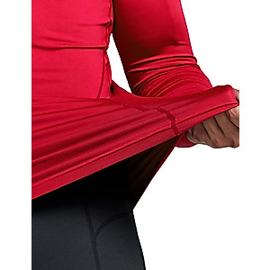 ATHLIO Men's Thermal Long Sleeve Compression Shirts, Winter Gear Sports Base Layer Top, Athletic Running T-Shirt, Active Top 3pack Black/Charcoal/Red, Medium